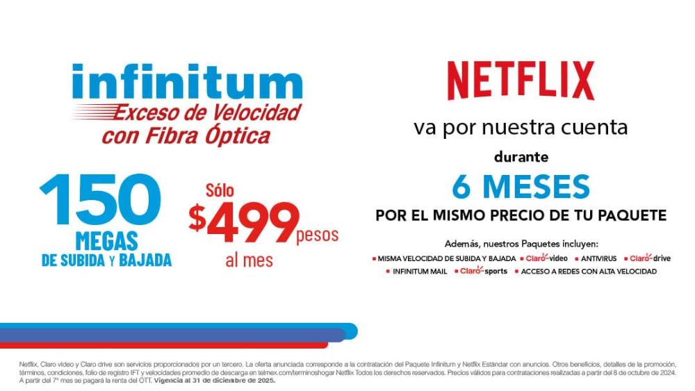 Internet Infinitum y teléfono con llamadas ilimitadas para tu casa - Hogar